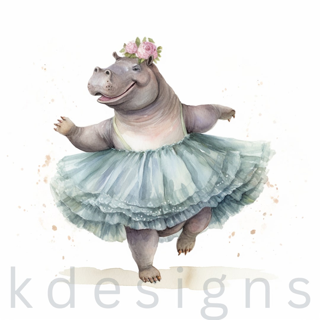 Ballet Hippo Printable – Whimsical Nursery Wall Art | Instant Digital ...