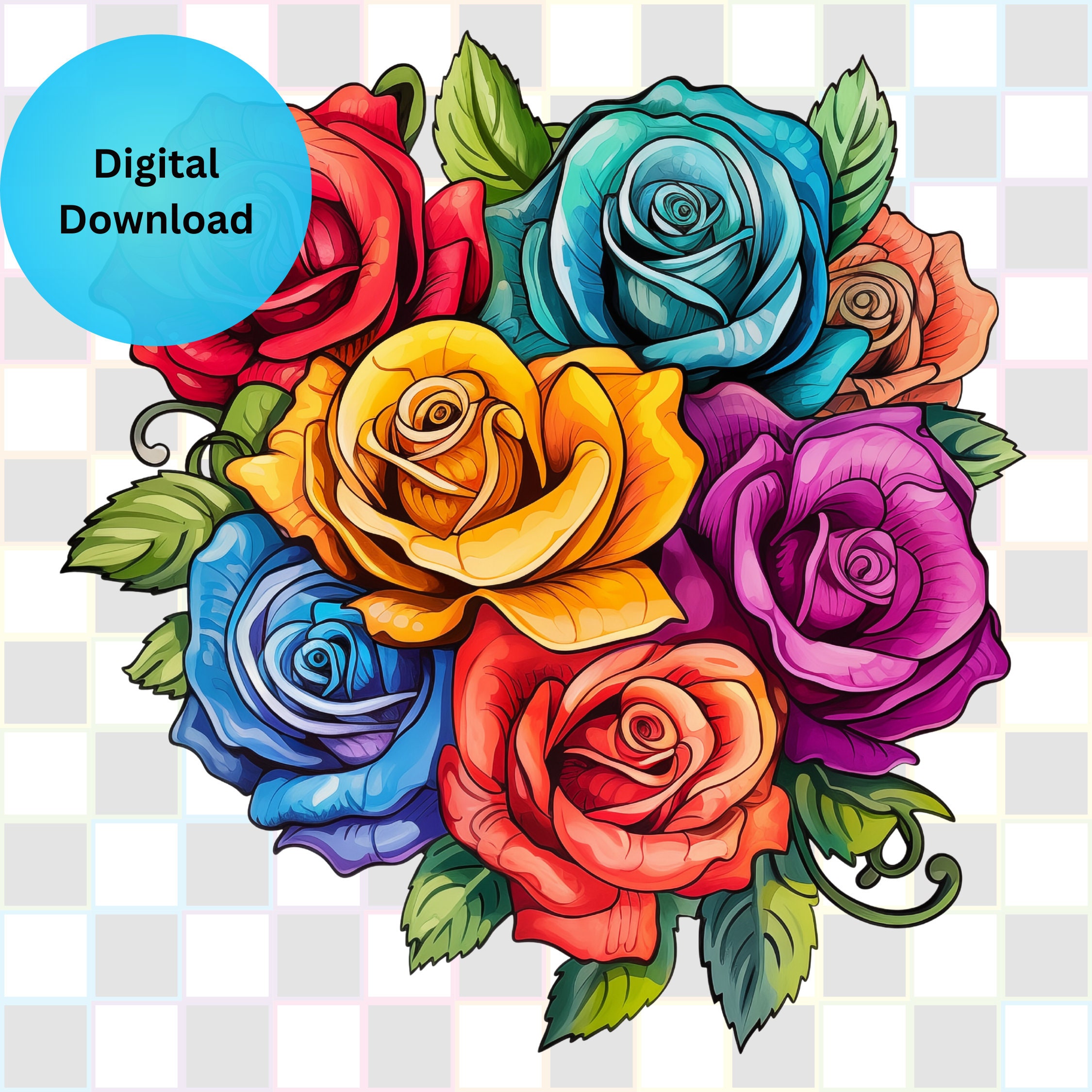 Rainbow Rose Clipart, Rainbow Rose Clip Art, Rainbow Rose PNG, Rainbow ...