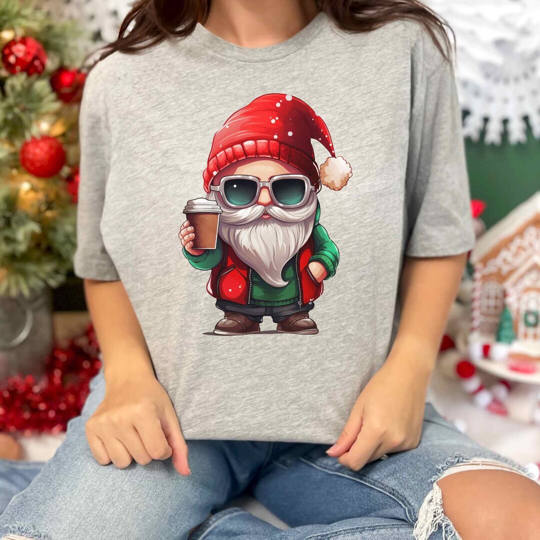 Christmas Gnome PNG | Christmas Digital Download Santa Drinking Coffee, Christmas Clip Art ...