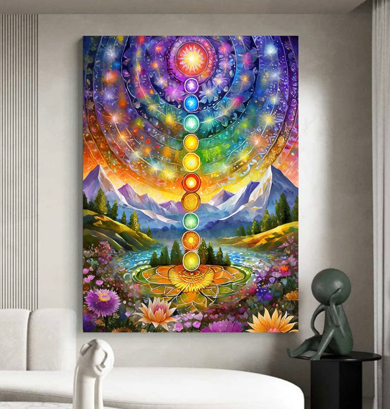 Chakra Art-energy Centers-spiritual Canvas-mystical Wall Art-healing ...