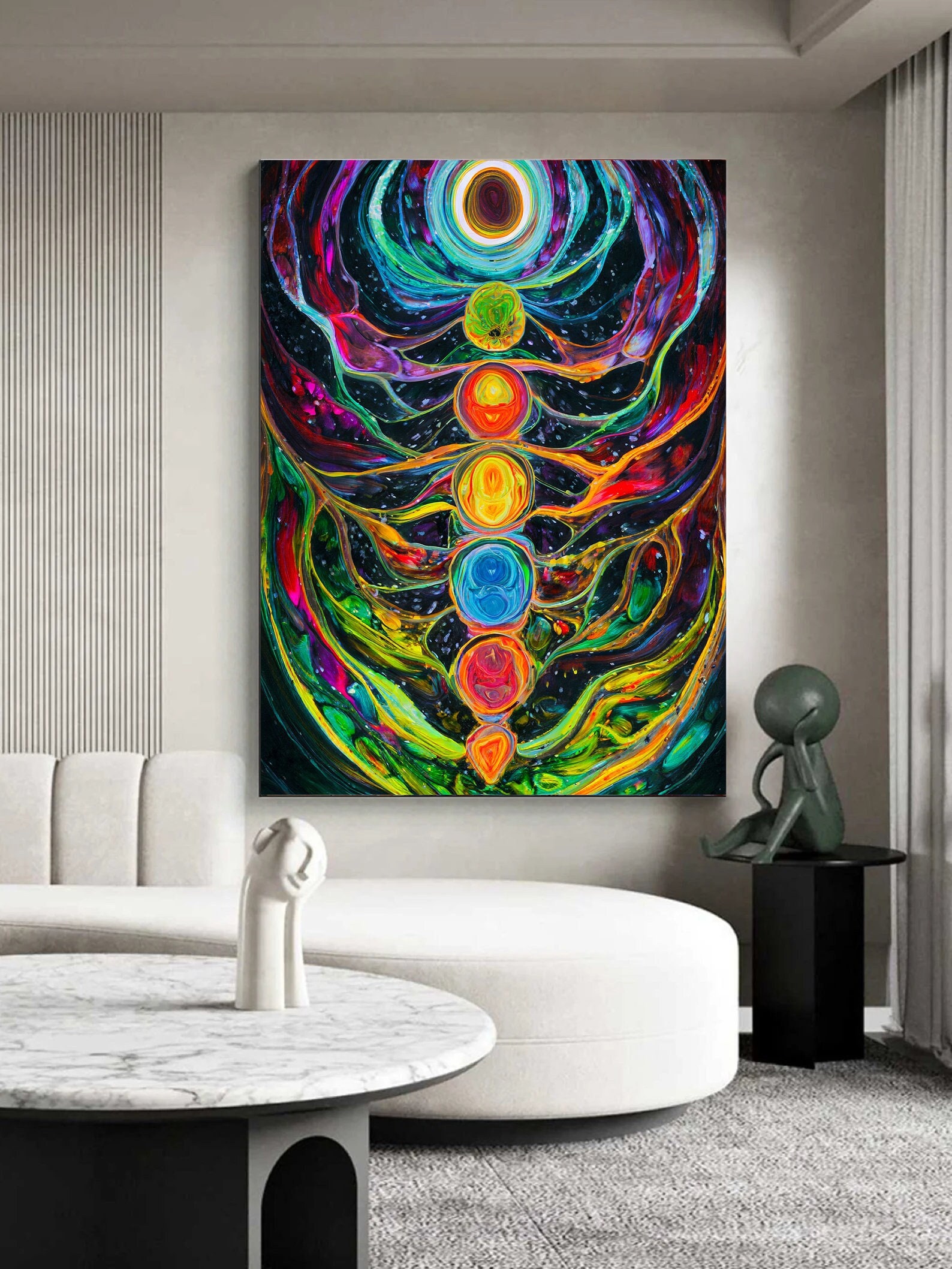 Chakra Art-energy Centers-spiritual Canvas-mystical Wall Art-healing ...