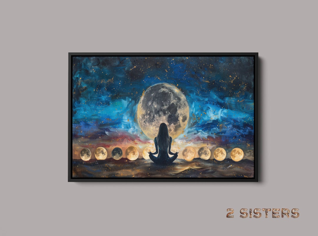 Yoga Moon Art-energy Centers-spiritual Canvas-mystical Wall Art-healing ...