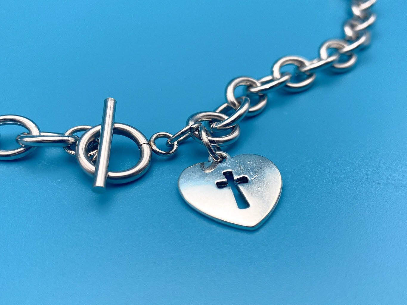 Christian Cross Heart Necklace Jesus Church Jewelry Religious Bible ...