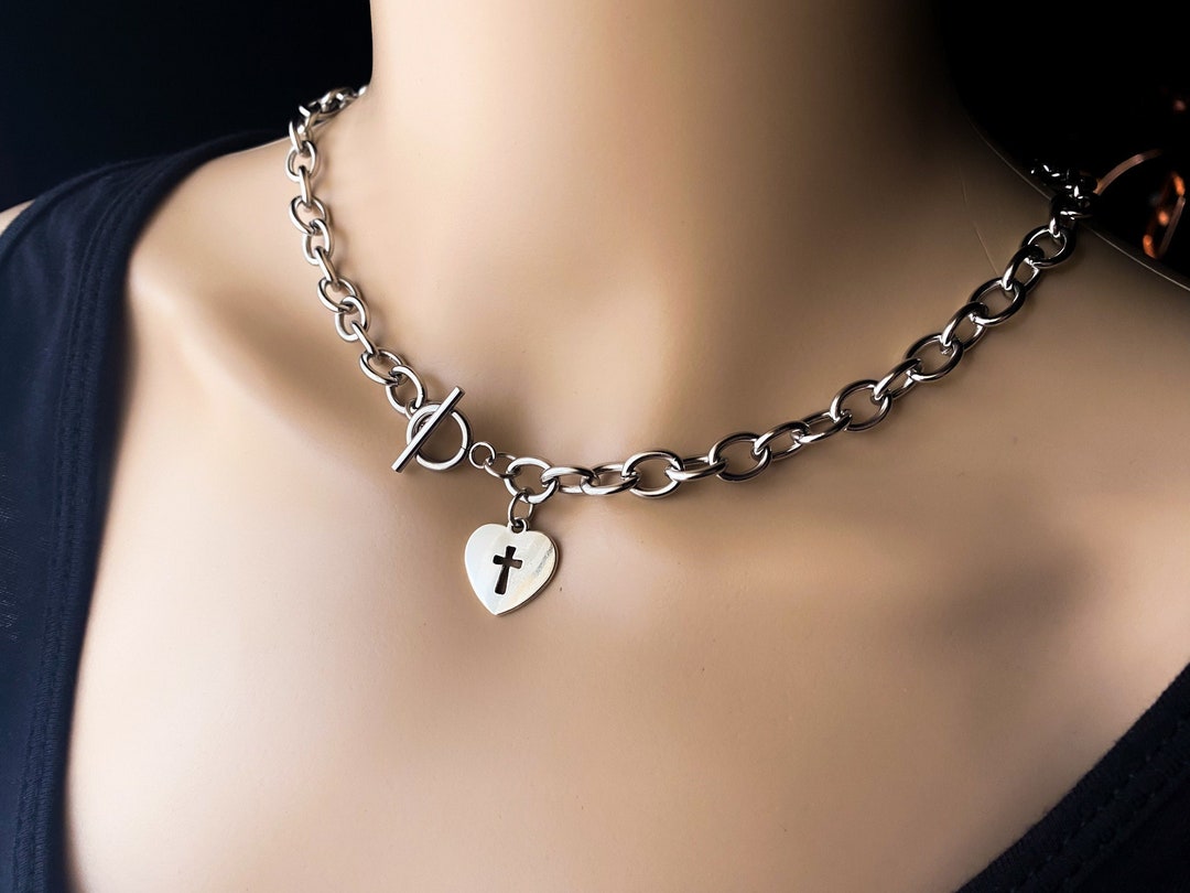 Christian Cross Heart Necklace Jesus Church Jewelry Religious Bible ...