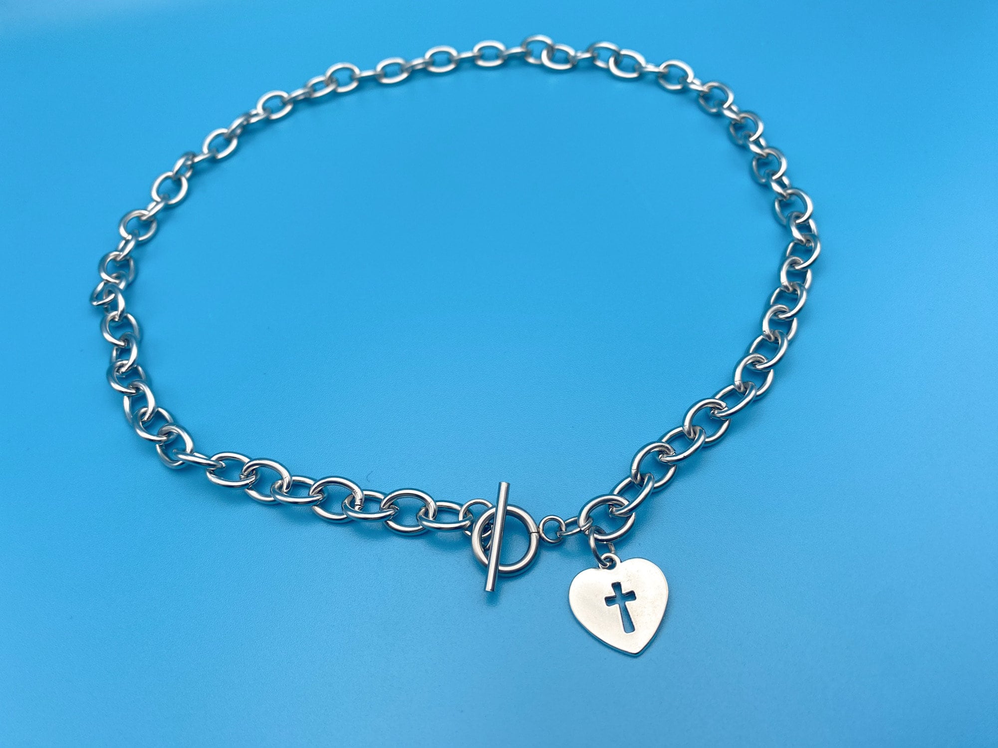 Christian Cross Heart Necklace Jesus Church Jewelry Religious Bible ...