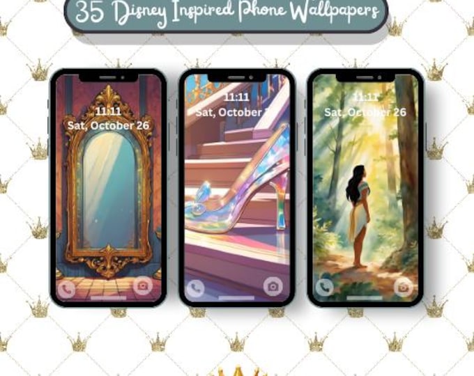 Disney Inspired Phone Wallpapers, Character Themes (digital Bundle) - Etsy