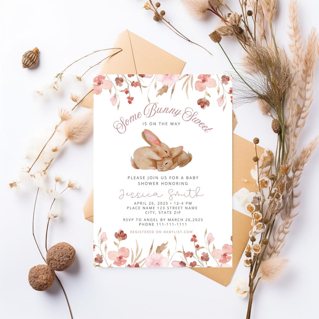 Editable 'some Bunny Sweet' Baby Shower Invitation (digital Download ...
