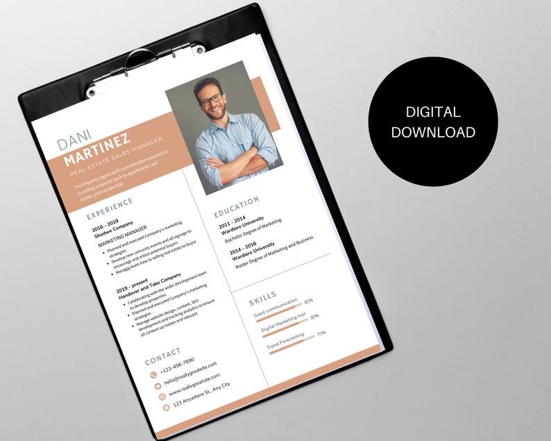 Editable Brown and White Modern Professional Resume Template - Etsy