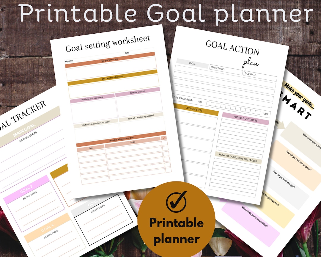 Goal Planner , Printable, Undated. Instant Download. Fillable Pdf Pages ...