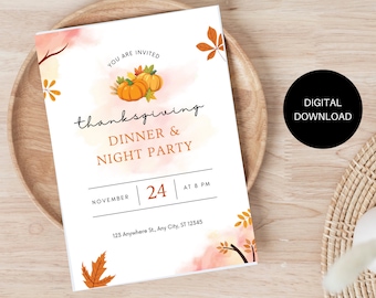 Printable Thanksgiving Invitation Letter, Digital Download, Fall ...