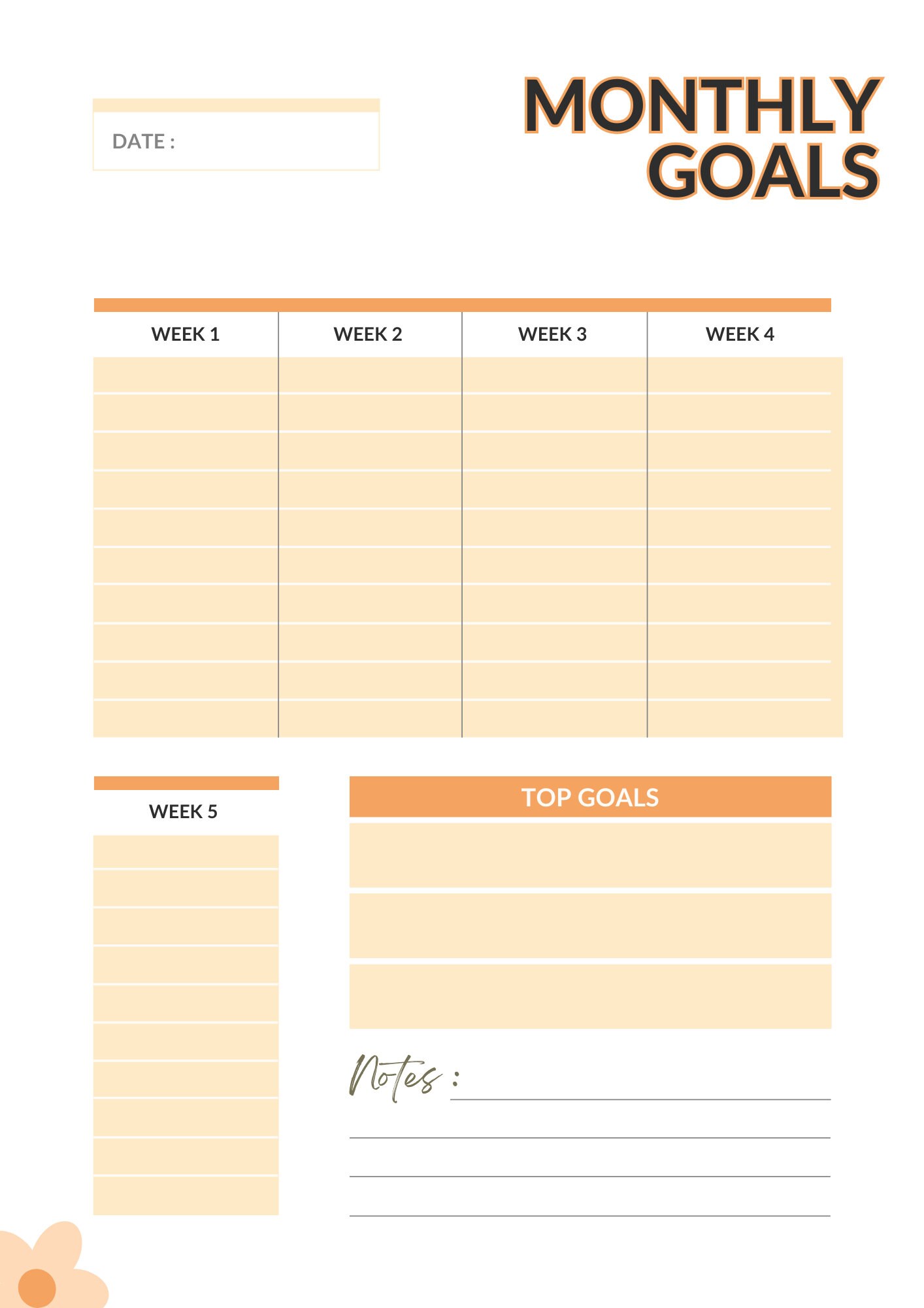 Goal Planner, Printable, Citrus Goal Planner Undated. Instant Download ...