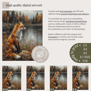 Red Fox in Meadow Rustic Dark Cottagecore Farmhouse Decor Academia ...