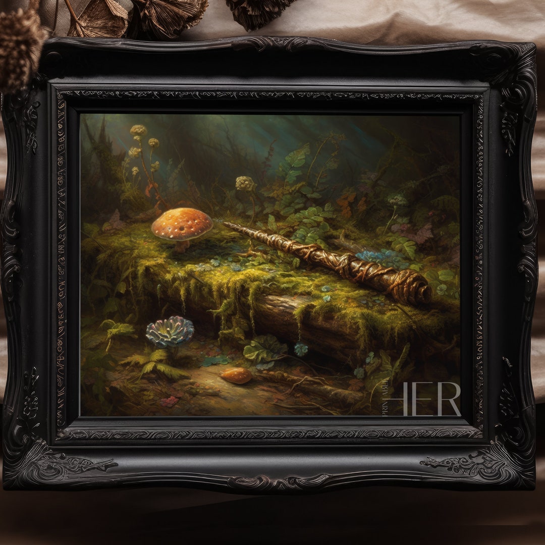 Botanical Forest Magic Wand Painting: Dark Cottagecore Printable Art ...