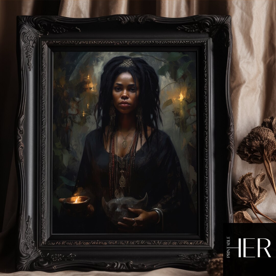 Portrait of African Shaman Woman Dark Academia Gothic Moody - Etsy