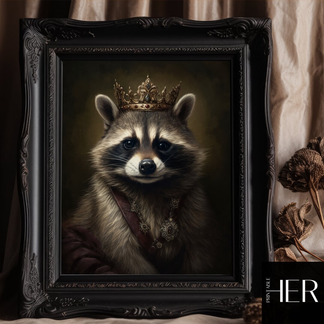 Victorian Portrait of Raccoon Crown Dark Cottagecore Academia Gothic ...
