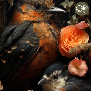 Birds in Nest Forest Dark Cottagecore Academia Gothic Floral Botanical ...