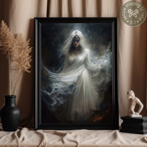 Portrait of Phantom Ghost Woman Dark Academia Spooky Halloween Decor ...