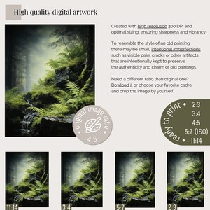 Waterfall and Fern in Dark Forest Landscape Cottagecore Academia Gothic ...