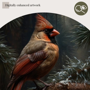 Northern Cardinal in Winter Dark Forest Cottagecore Academia Gothic ...
