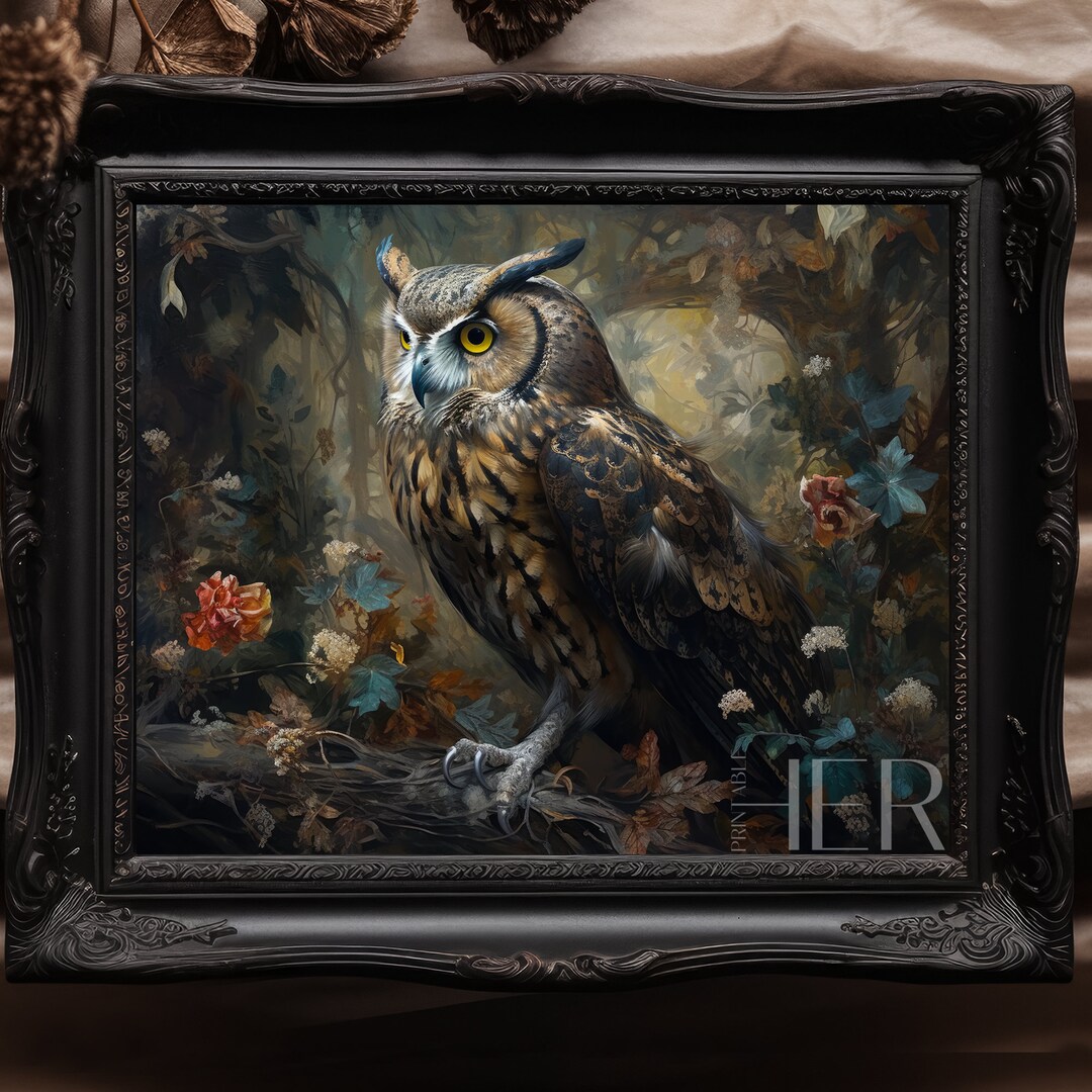 Owl in Deep Forest Core Dark Cottagecore Academia Gothic Floral ...