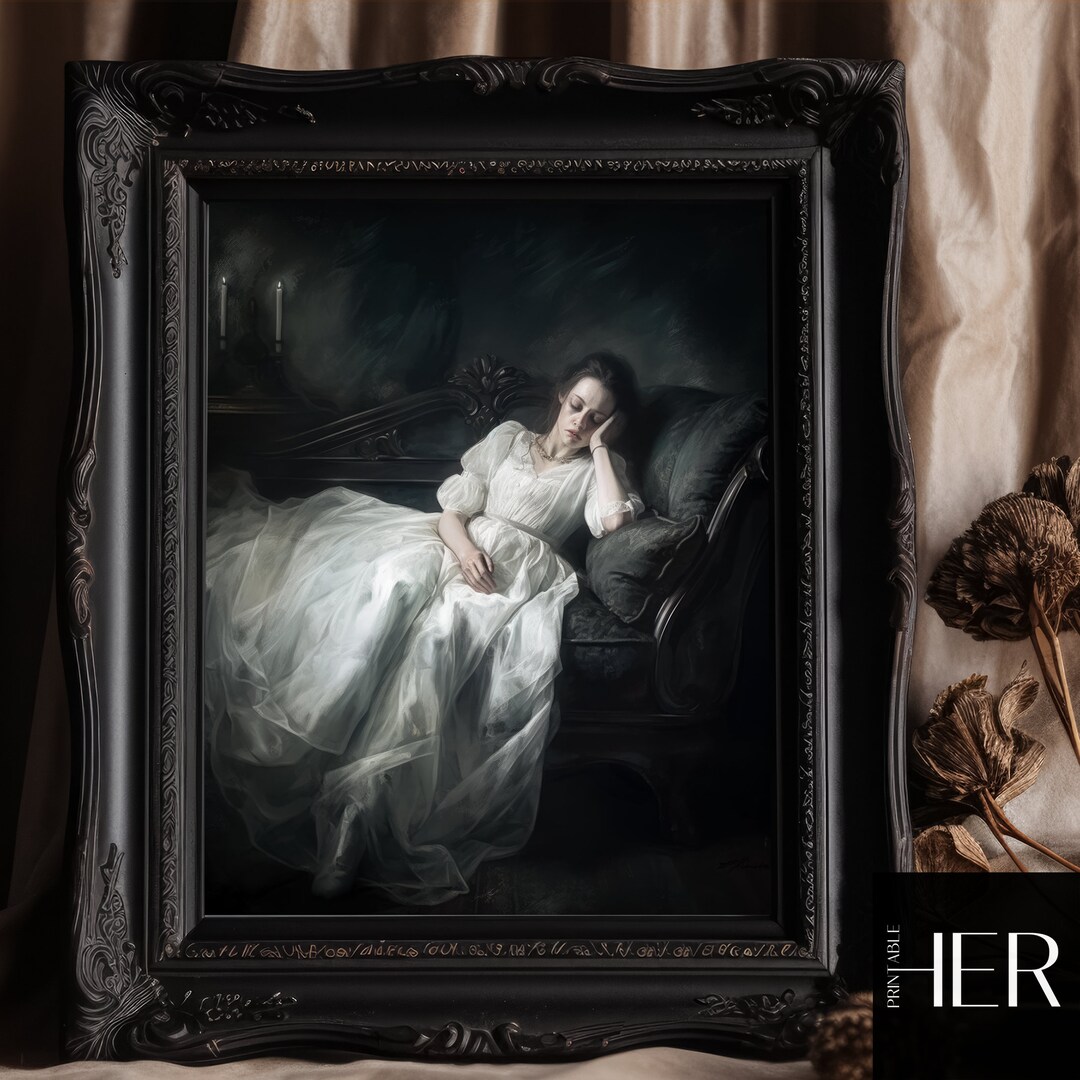 Portrait of Tired Bride Moody Vintage Victorian Oil Painting Dark ...