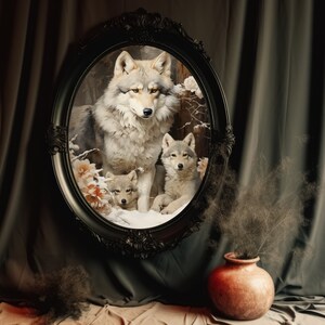 Moody Gray Wolfs in Winter Magic Forest Dark Cottagecore Academia ...