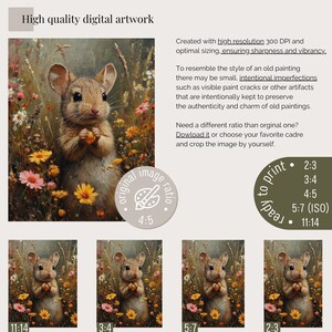 Mouse in Meadow Rustic Dark Cottagecore Farmhouse Decor Academia Floral ...