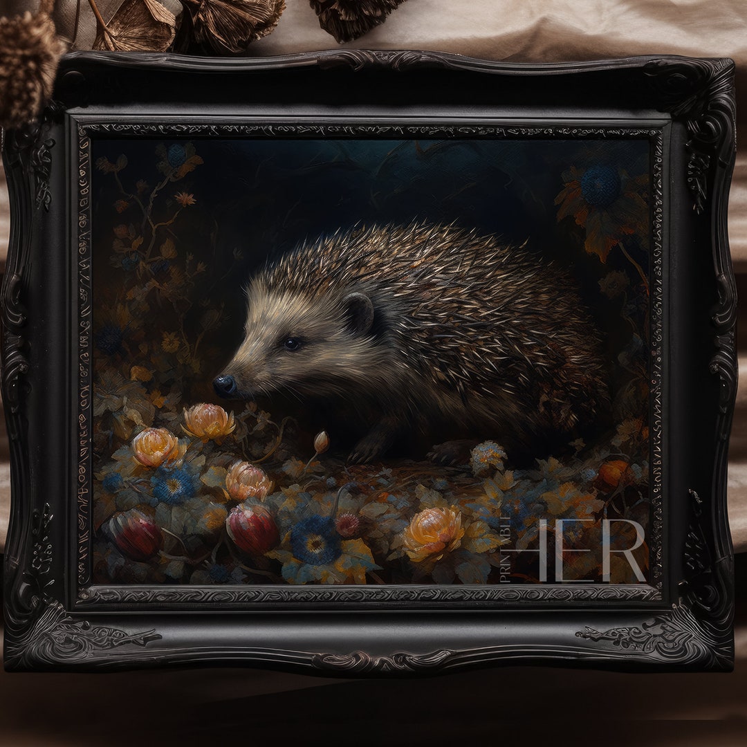 Hedgehog Deep Forest Core Dark Cottagecore Academia Gothic Floral ...