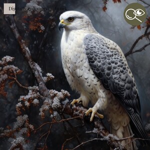 White Falcon in Dark Rowan Forest Cottagecore Academia Gothic Floral ...