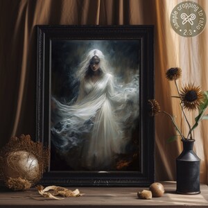 Portrait of Phantom Ghost Woman Dark Academia Spooky Halloween Decor ...