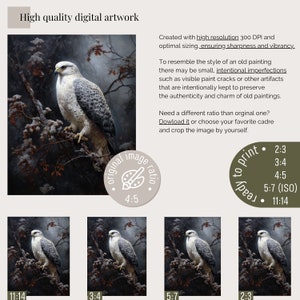 White Falcon in Dark Rowan Forest Cottagecore Academia Gothic Floral ...