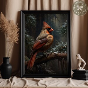 Northern Cardinal in Winter Dark Forest Cottagecore Academia Gothic ...