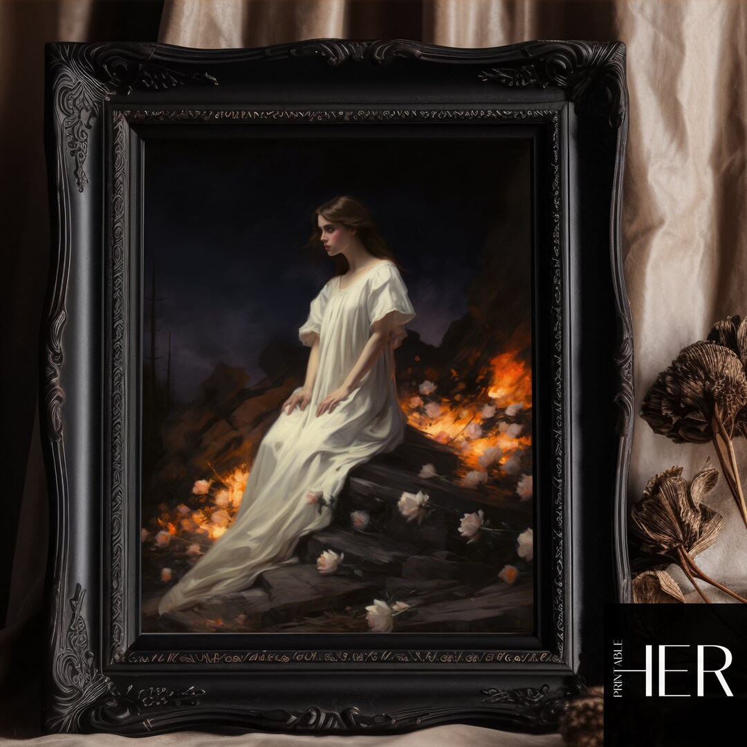 Witch at Stake Portrait: Dark Academia Gothic Wall Art (digital ...