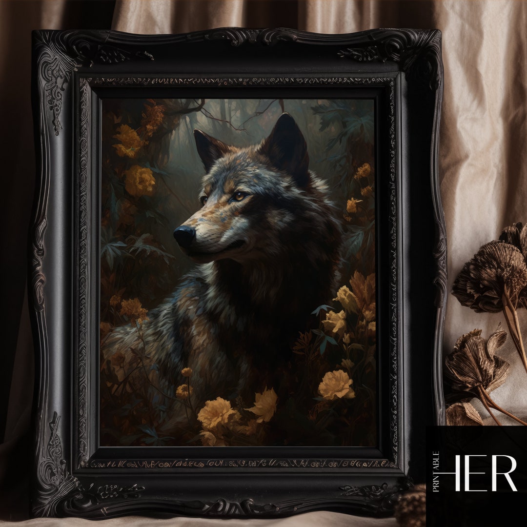 Wolf and Forest Core Dark Cottagecore Academia Gothic Floral Wild ...