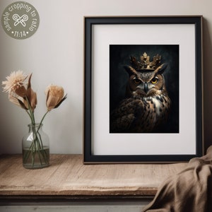 Victorian Portrait of Owl in Crown Dark Cottagecore Academia Gothic ...