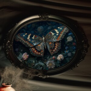 Moth in Dark Forest Core Cottagecore Academia Gothic Floral Botanical ...