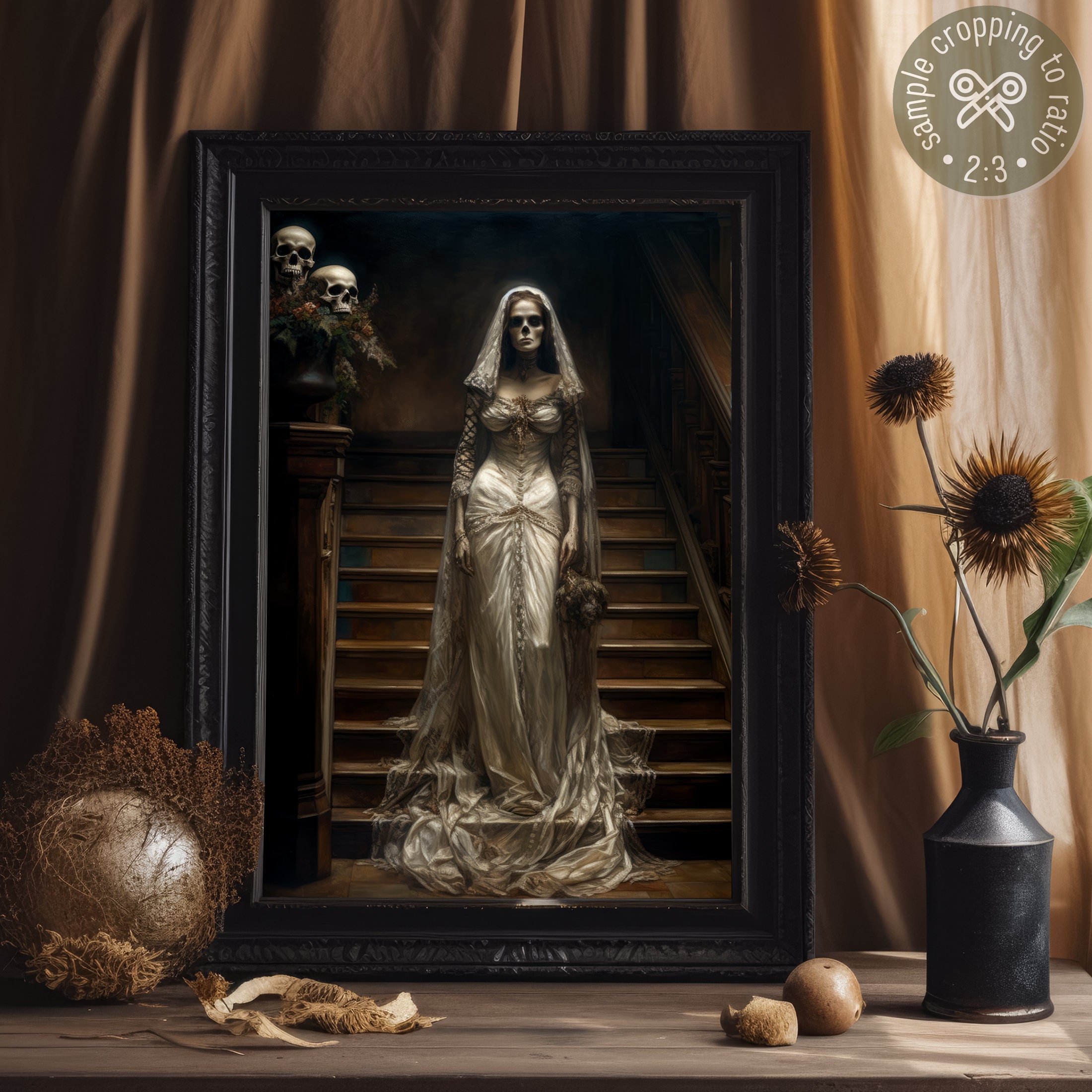 Rotten Bride on Stairs Dark Cottagecore Academia Botanical - Etsy