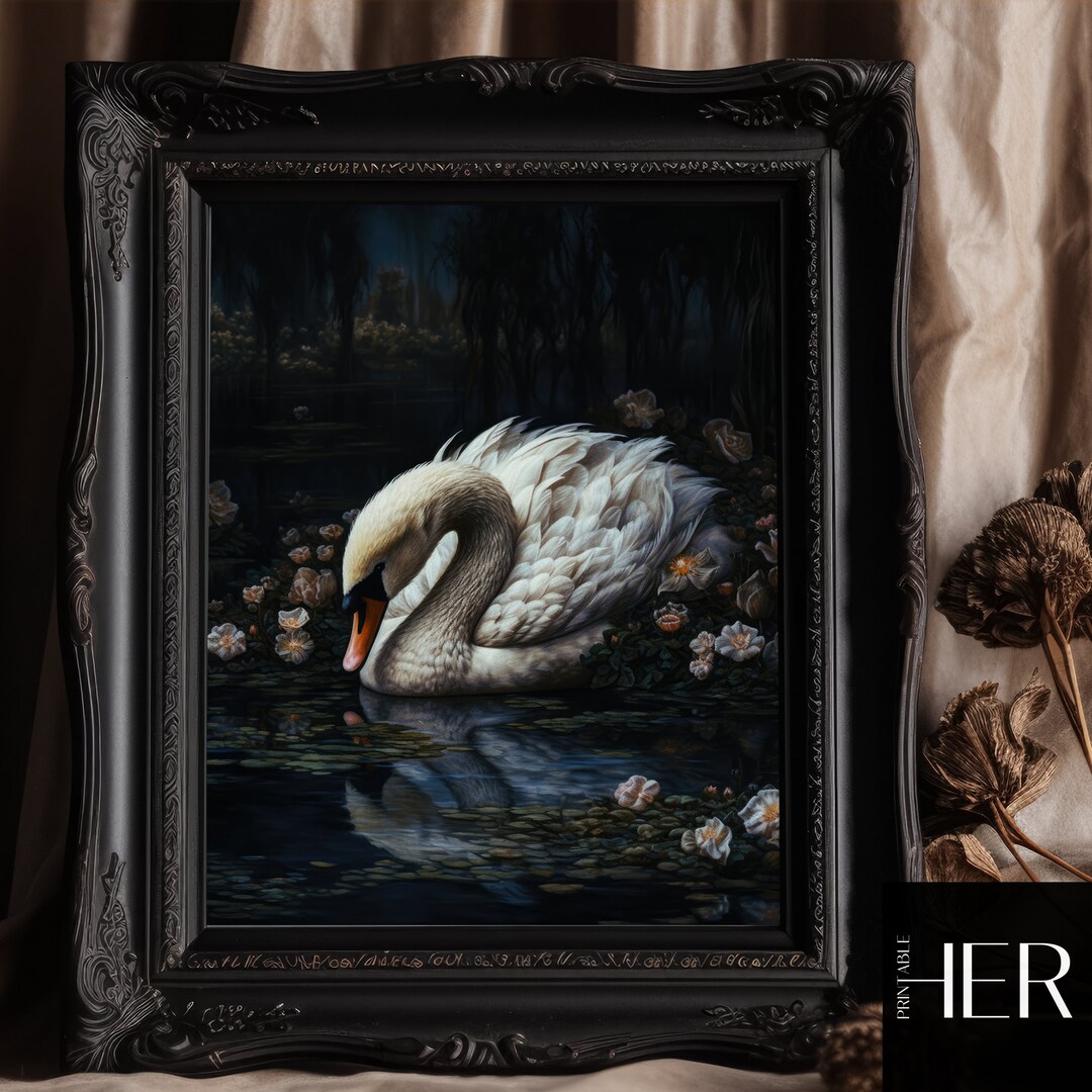 White Swan Lake Dark Forest Core Cottagecore Academia Floral Gothic ...