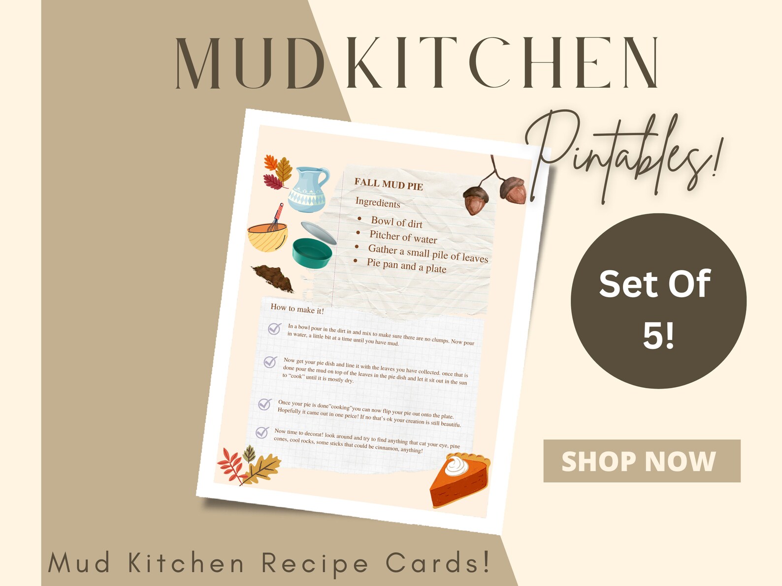 Mud Kitchen Recipe Cards Printable - Etsy