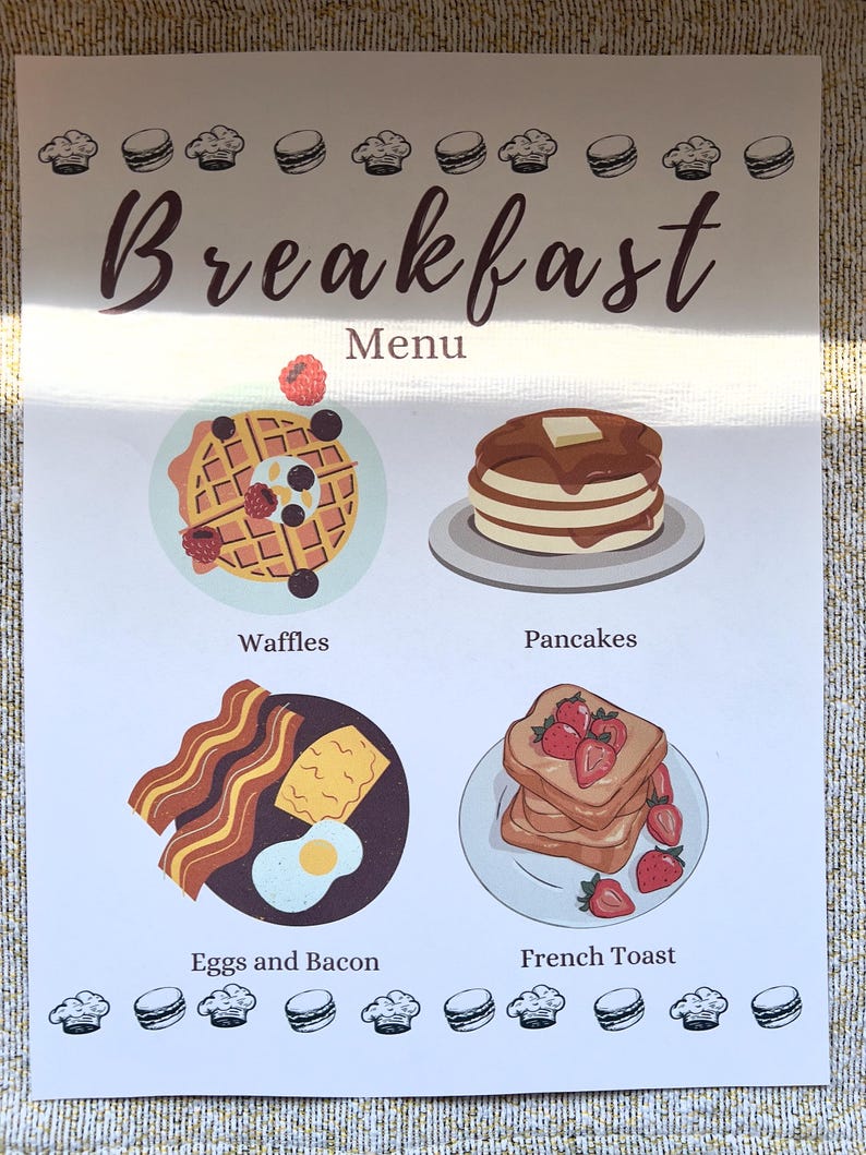 Dramatic Play Printable Pretend Food Menus Printable Food Menus for ...