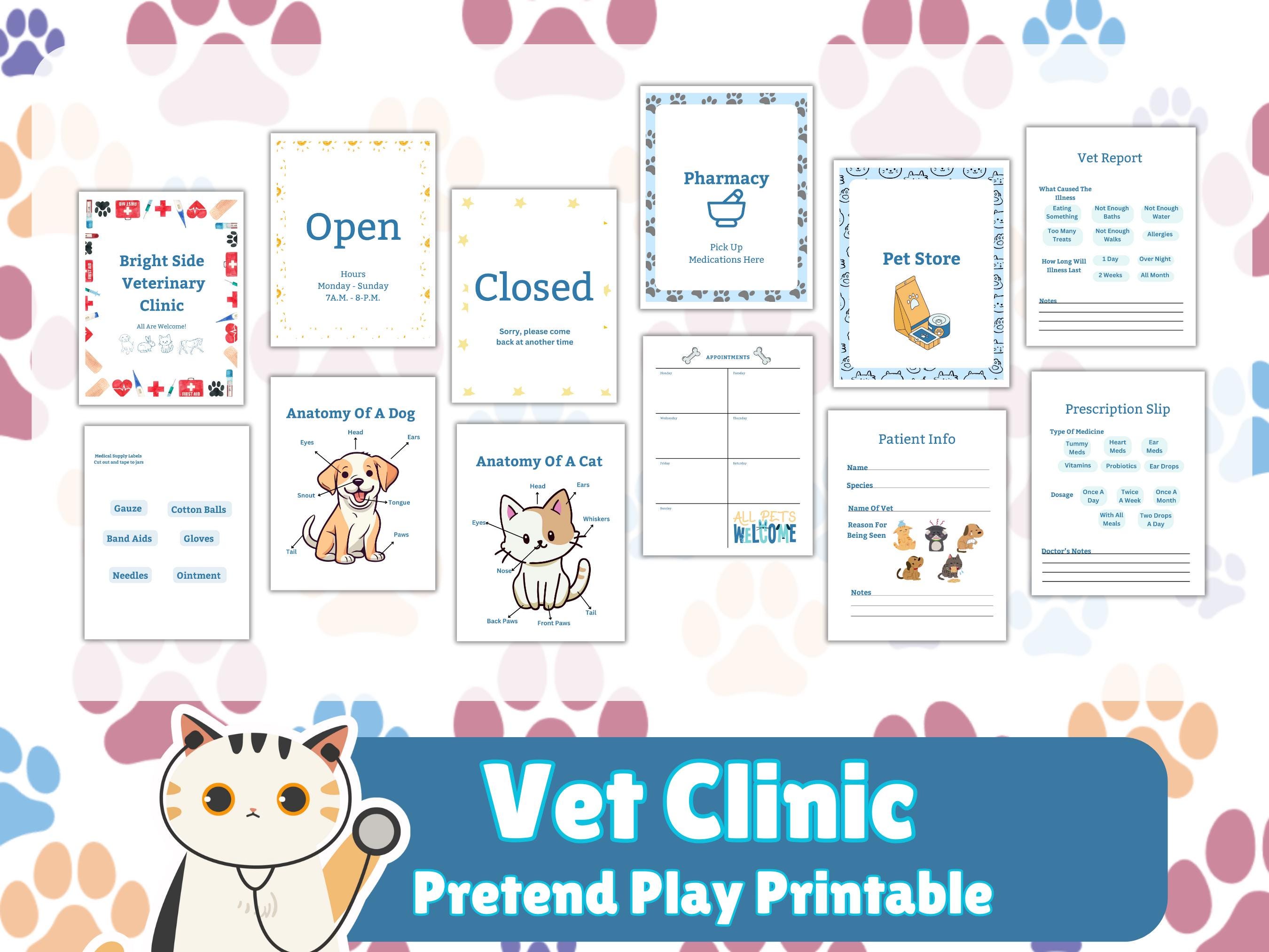 Pretend Play Printable Vet Clinic Dramatic Play Activity Dramatic Play ...