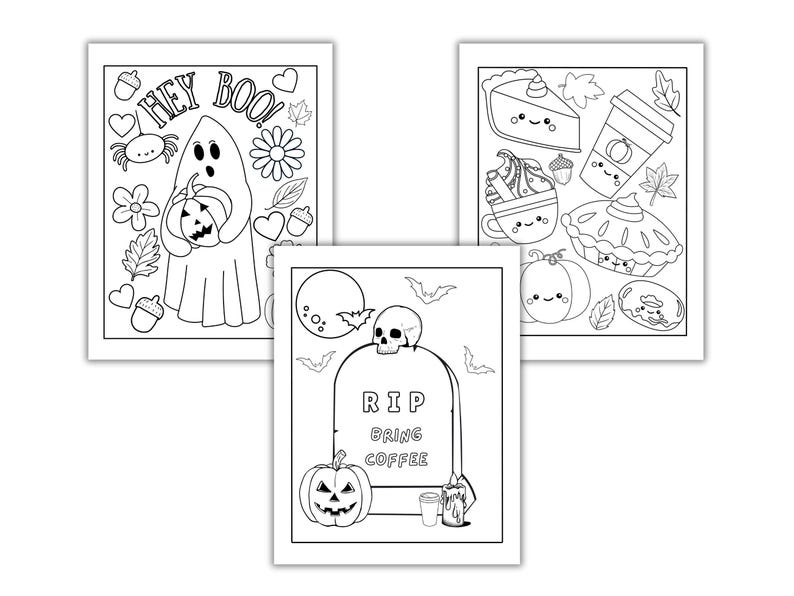 Cute Fall Coloring Bundle Simple Line Art Coloring Pages Cozy Coloring ...