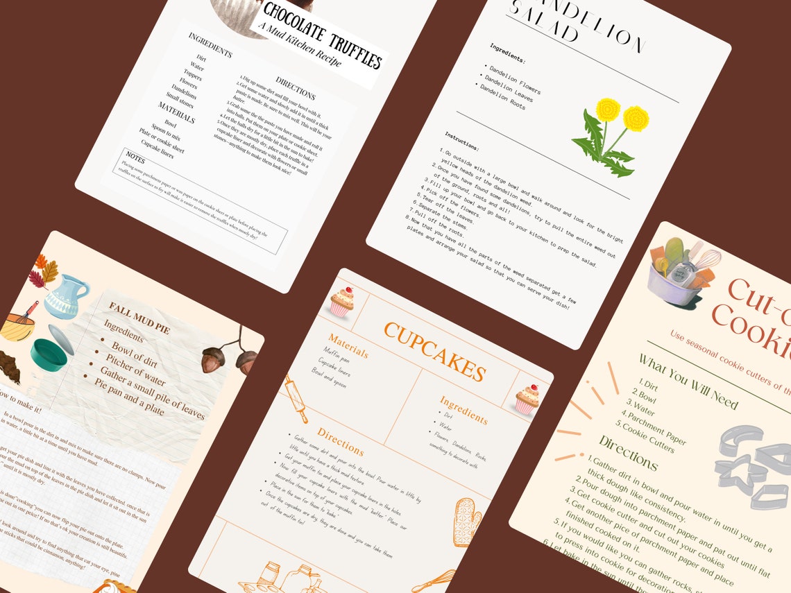 Mud Kitchen Recipe Cards Printable - Etsy
