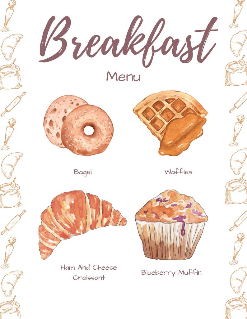 Printable Pretend Bakery Menus for Kids Ages 3–6 • Dramatic Play Cafe ...