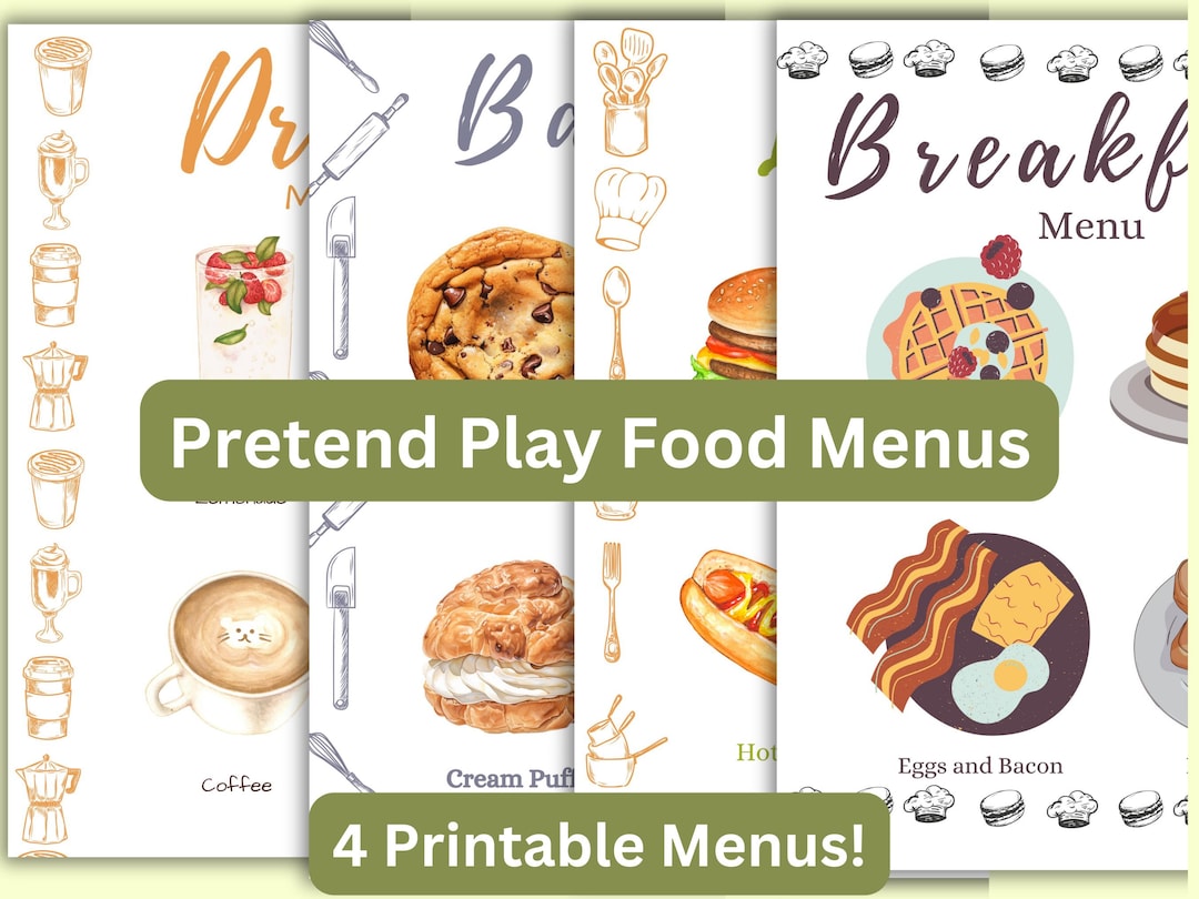 Dramatic Play Printable Pretend Food Menus Printable Food Menus for ...