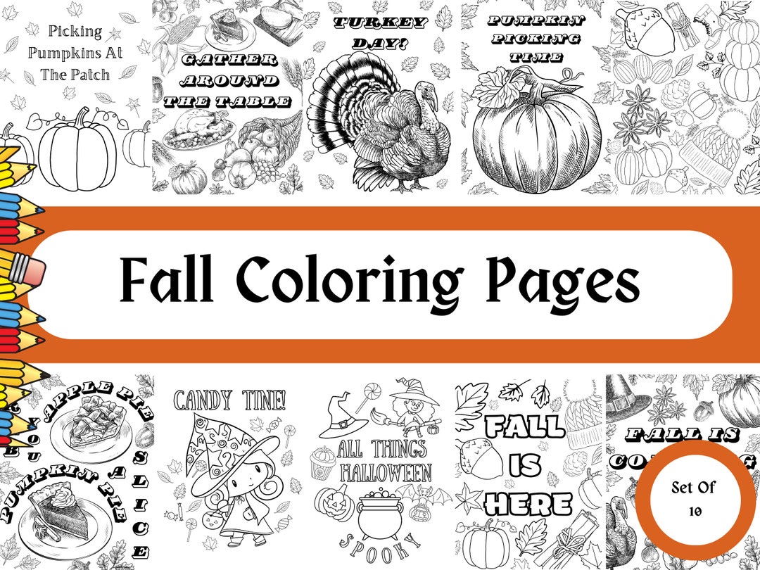 Fall Coloring Pages for Kids & Adults Thanksgiving Activity Sheets ...
