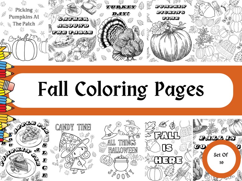 Fall Coloring Pages for Kids & Adults Thanksgiving Activity Sheets ...