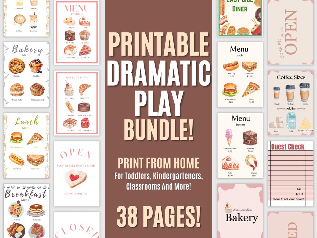 Dramatic Play Printable for Kids Pretend Play Center Printable Bakery ...