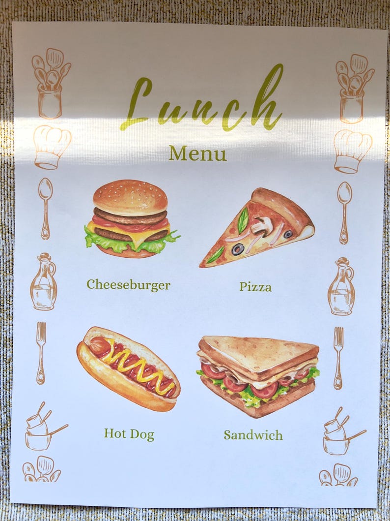 Dramatic Play Printable Pretend Food Menus Printable Food Menus for ...