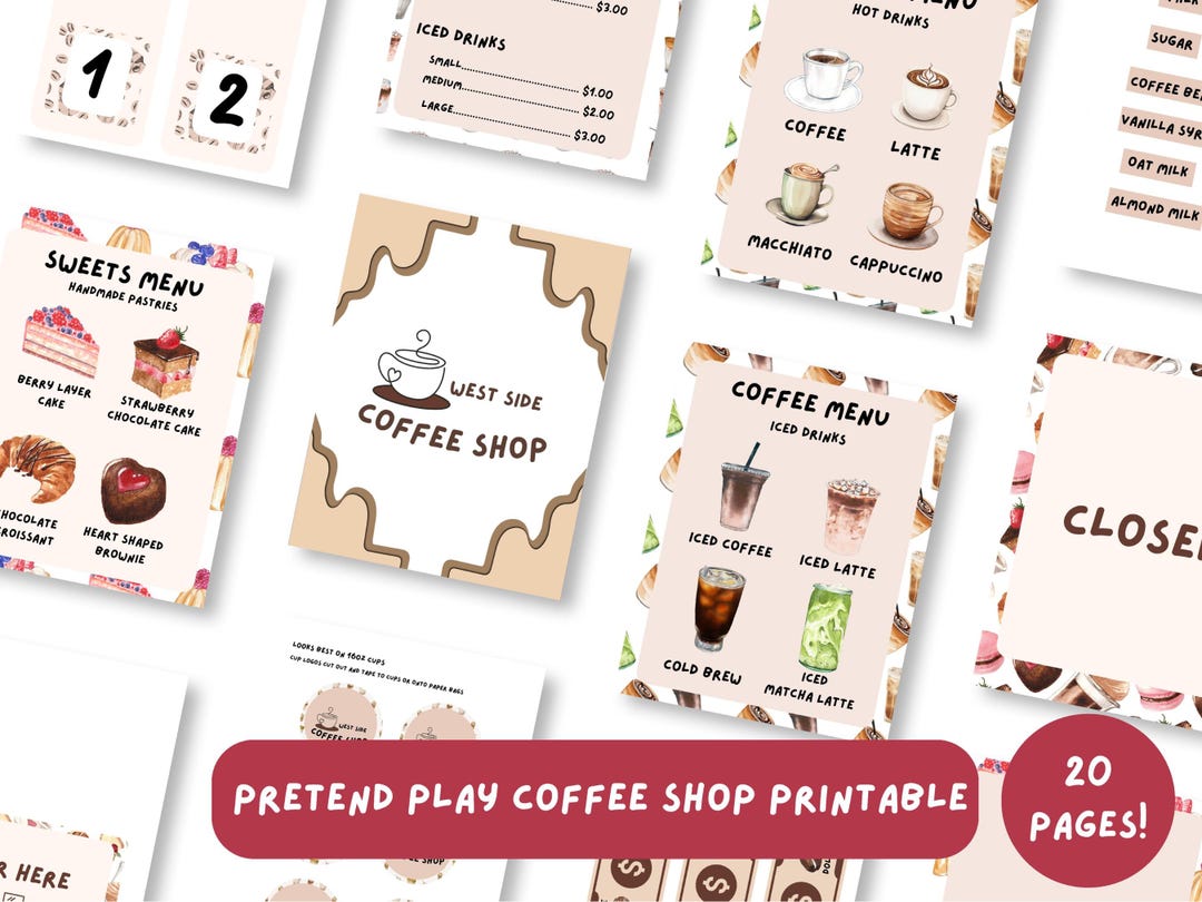 Coffee Shop Pretend Play Printable Play Coffee Stand for Kids Pretend ...